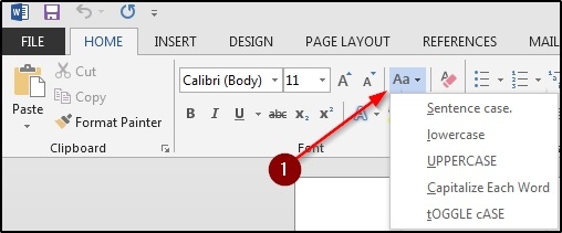 Where is change case in word 2013 - bpobasics