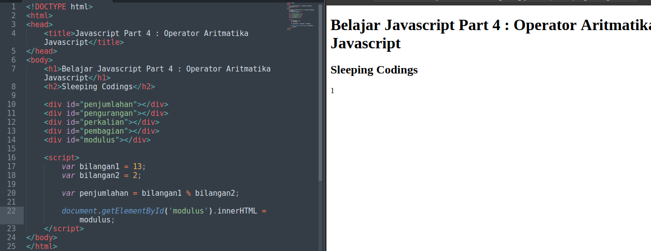 Tutorial Javascript Part 4 Operator Aritmatika Javascript Hafid Blc Telkom Klaten 8272