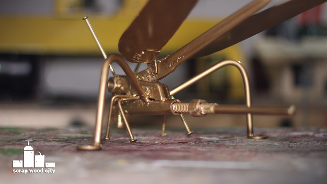 scrap wood city: How to make a DIY metal grasshopper sculpture