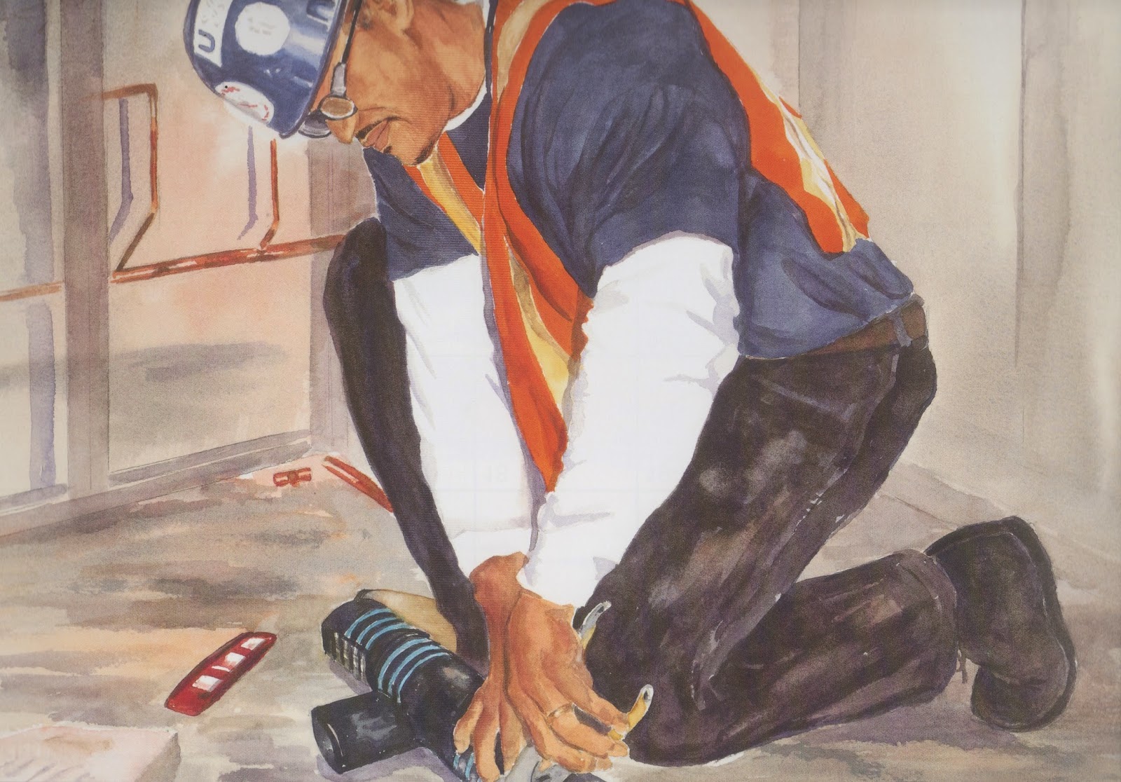 Carmen Beecher: Working Man 1, 14x11 Watercolor