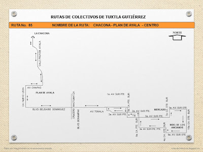 RUTAS DE COLECTIVOS DE TUXTLA GUTIERREZ: RUTA 85