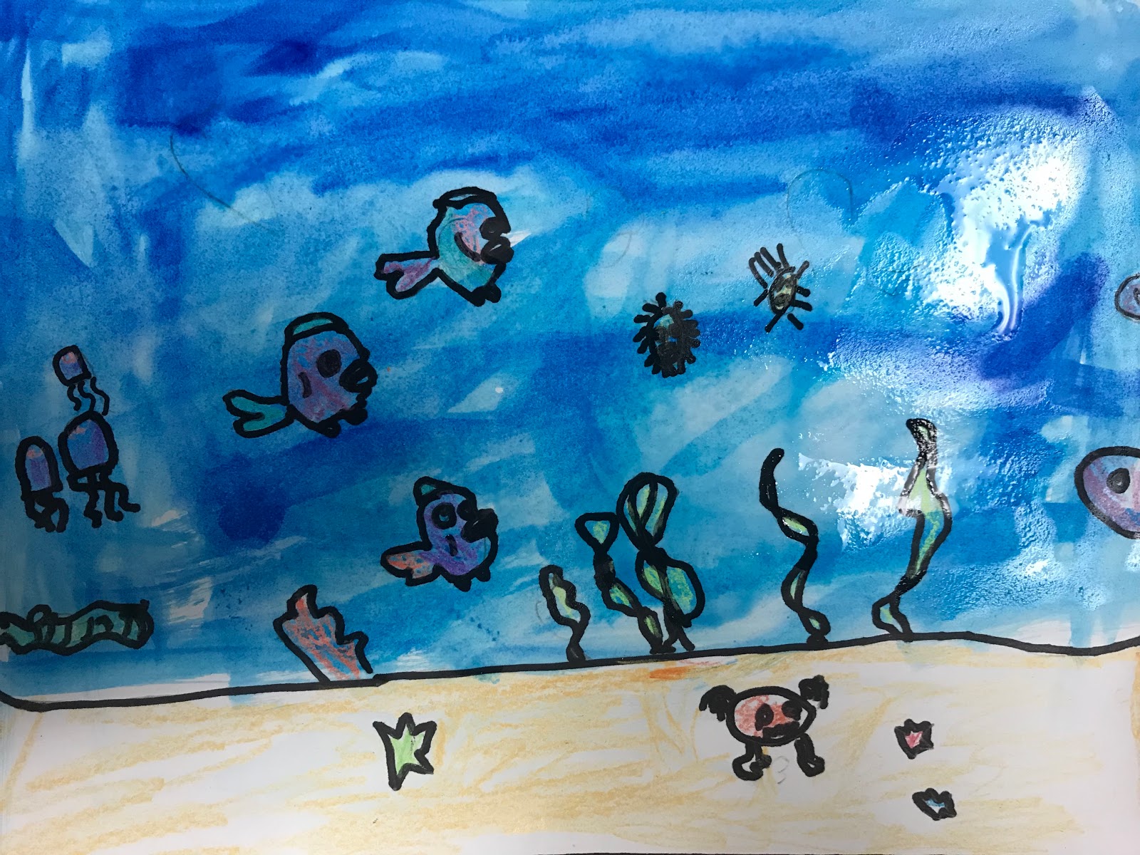 Elements of the Art Room: 1st grade ocean scenes
