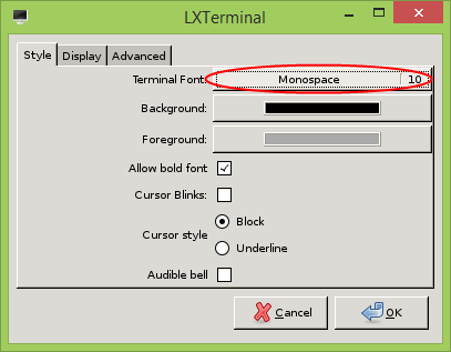 Hello Raspberry Pi: Change text size of LXTerminal