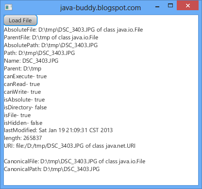 Java-Buddy: Get file info using java.io.File