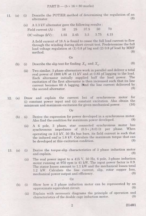 EE2302 Electrical Machines II May June 2013 Question Paper - University ...