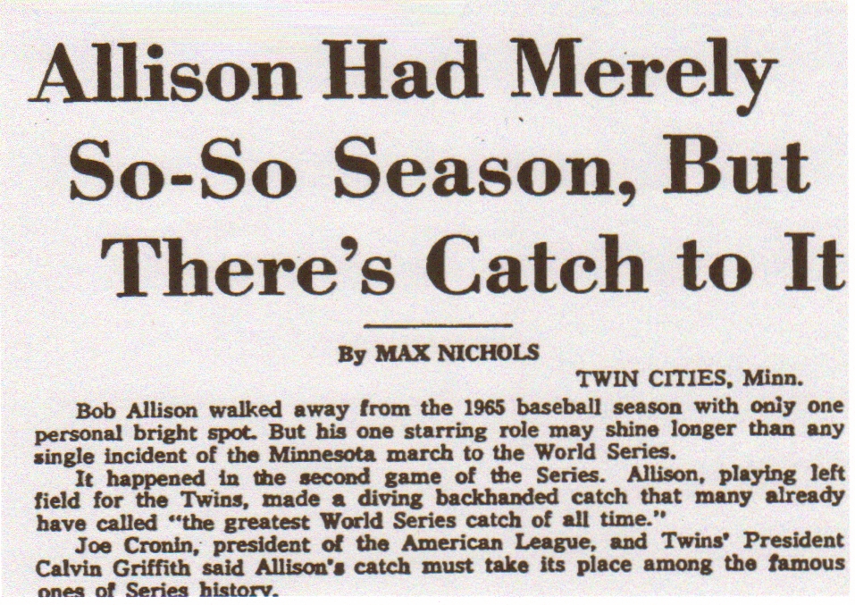 Classic Minnesota Twins!: Twins History In Motion: The Famous '65 Bob ...