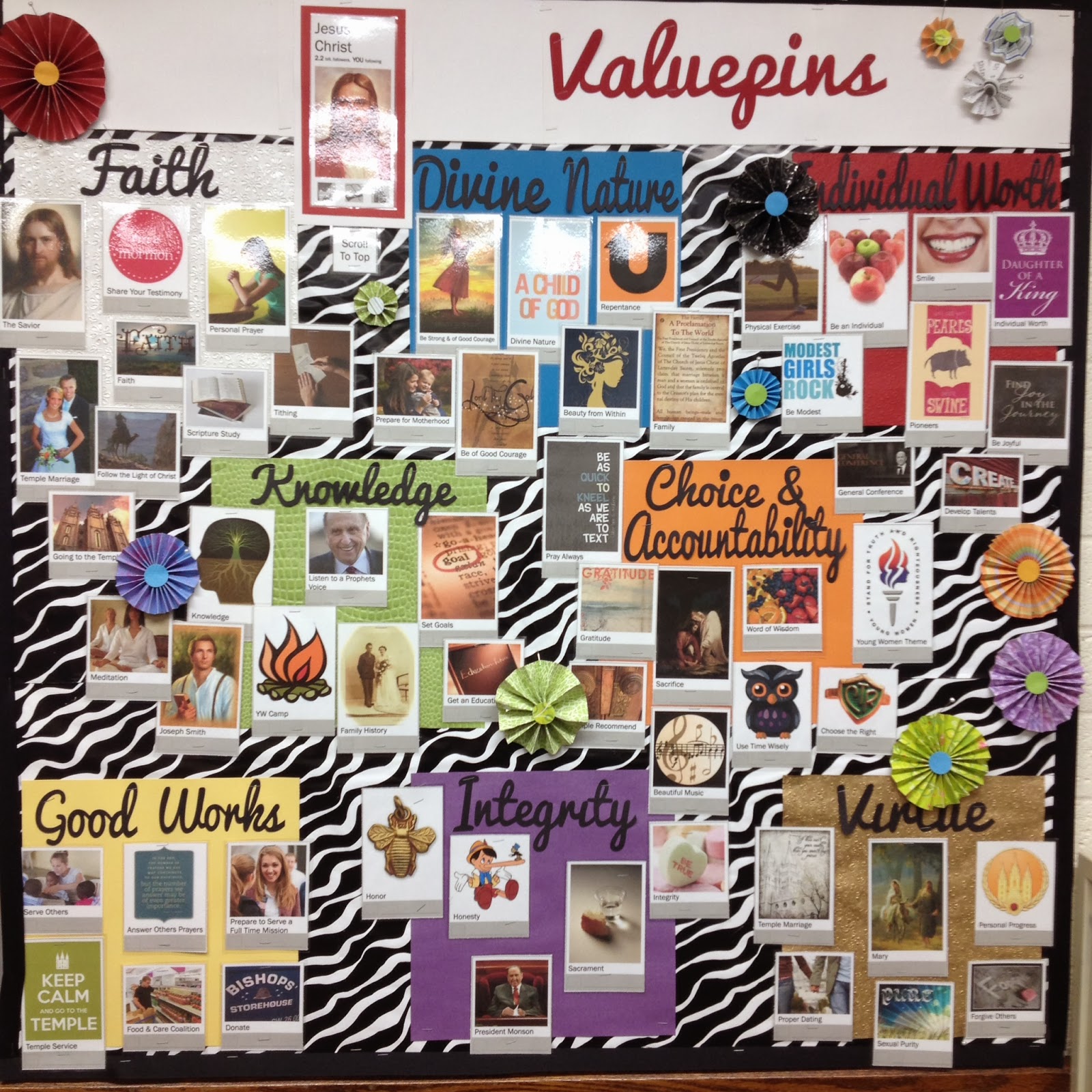 Jenkins Kid Farm: Young Women's Values Pinterest Bulletin Board