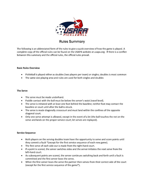 Camp Verde Pickleball: Rules