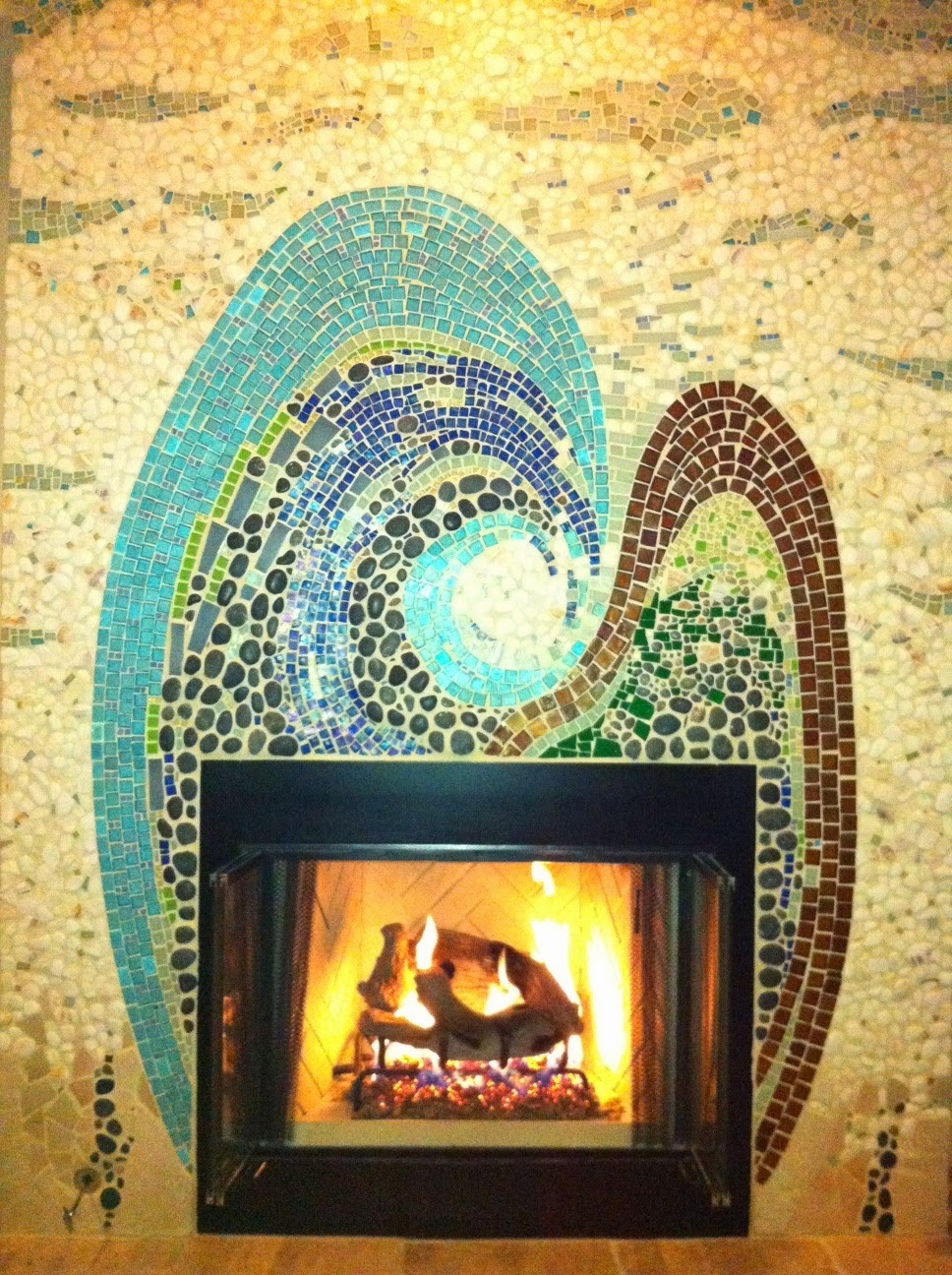 Art Work: mosaic fire place mural