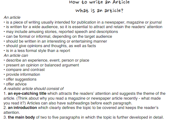 Mr Kelly's Cambridge Proficiency Blog: How to Write a CPE Article