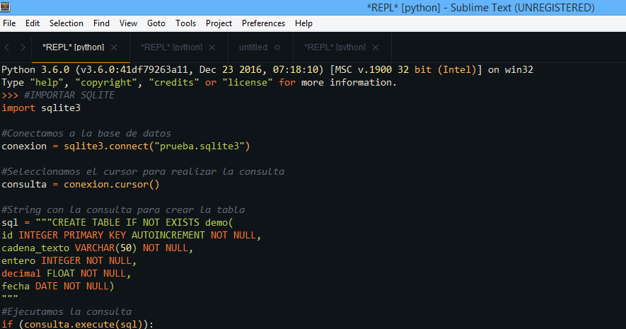 crear base datos tablas y insertar datos en PYTHON3.6.1 Y SQLITE3 ~ Articulos de programacion en ...