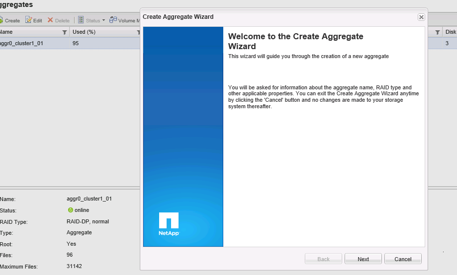 Netapp Library: Create a New Aggregate on Cluster Node