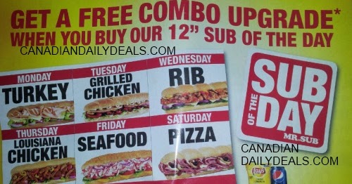 Canadian Daily Deals: Mr.Sub: Sub of the Day, Free Combo Upgrade Can of ...
