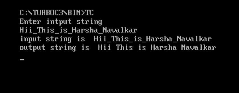 C Program To Remove Underscore And Substitute It With White Spaces In A