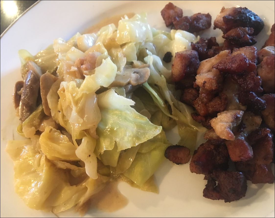 vive la vida: REPOLLO CON TOCINO Y CREMA DE HONGOS BAJO EN CARBOHIDRATOS