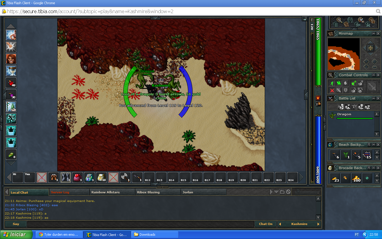 As melhores hunts do Tibia: Upando - level 120 ao 123