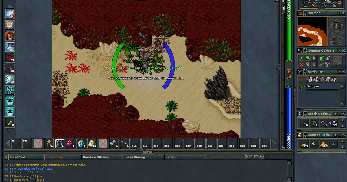 As melhores hunts do Tibia: Upando - level 120 ao 123