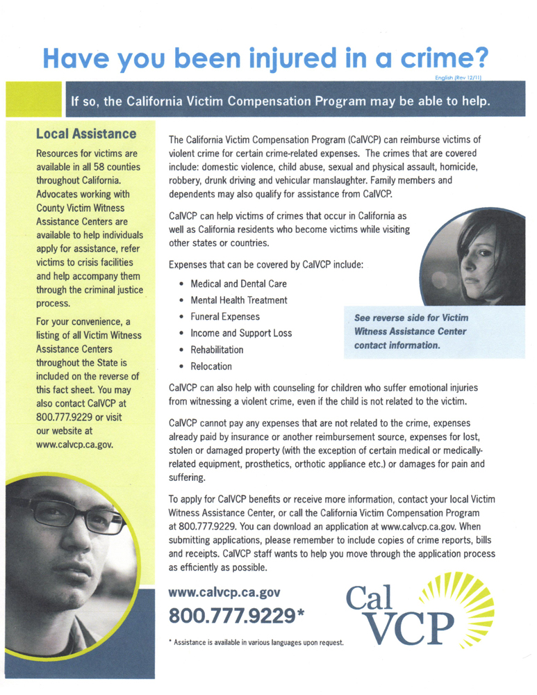 OC Community Resources: California Victim Compensation Program