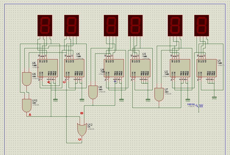 24h /12h Digital clock with alarm using ic555 ,7490 decade counters and ...