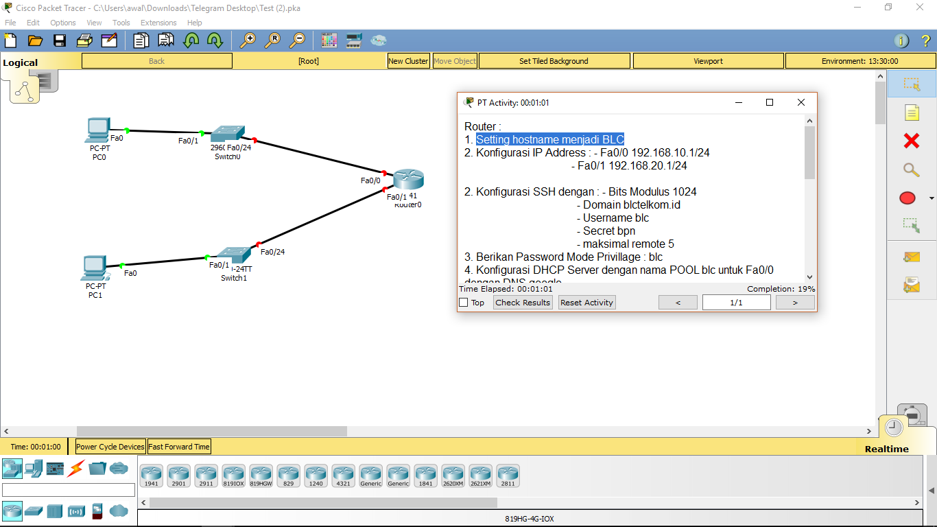 Konfigurasi SSH & Telnet pada Router di Cisco Paket Tracer