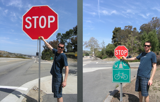 Divisible by 3 [Andrew Stadel]: Jumbo and mini STOP signs