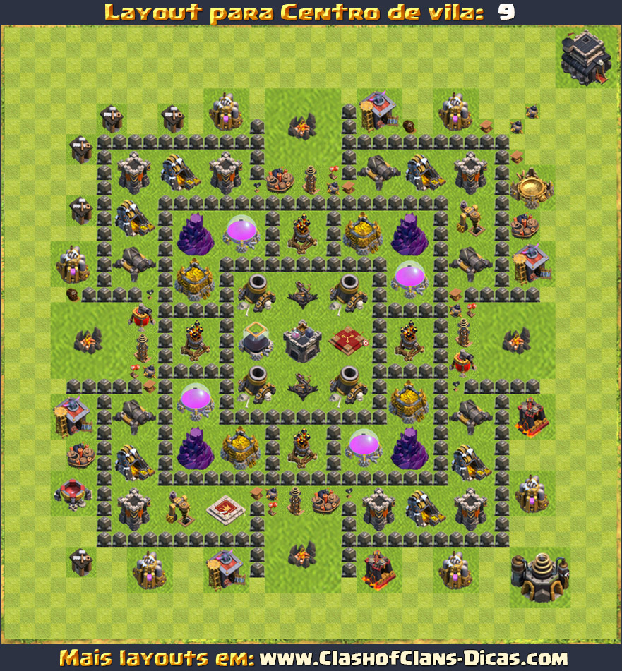 Layouts de CV9 para Clash of Clans - Clash of Clans Dicas, Gemas Grátis ...