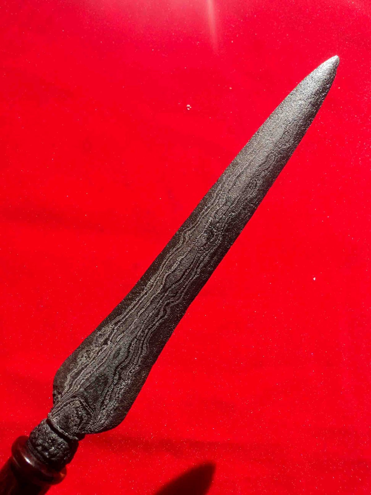 Tombak Biring Lanang Dwi Warna Pamor Kuto Mesir & Kulit Semangka ...