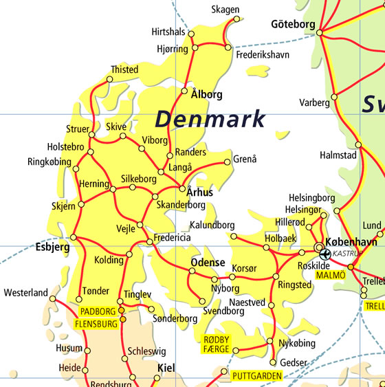 Danmarkskort Byer Billede