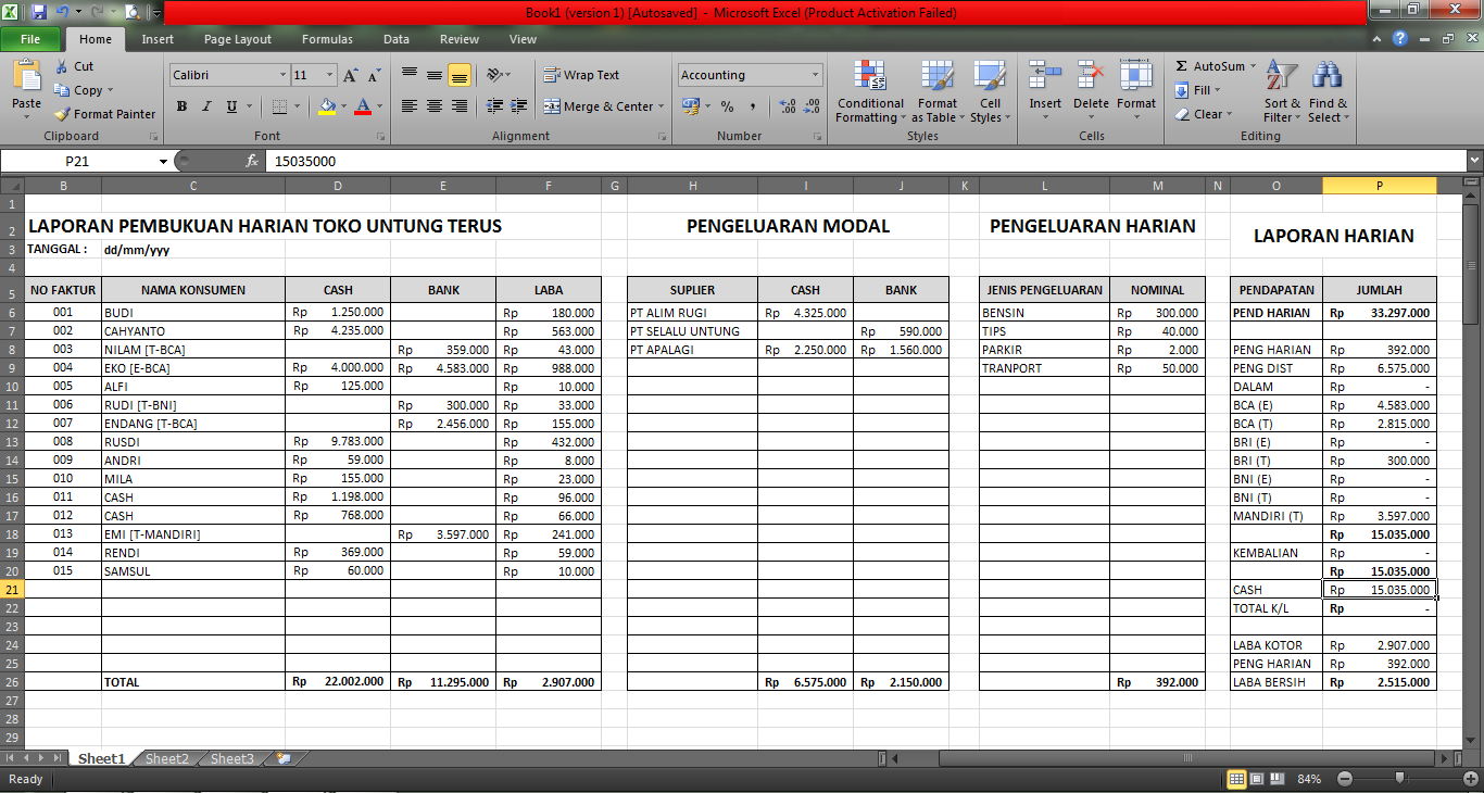 Membuat Laporan Pembukuan Toko Sederhana Dengan Microsoft Exel