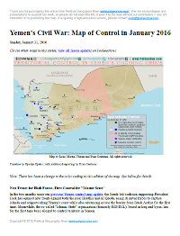 Yemen Civil War Control Map: January 2016 (Subscription) - Political ...
