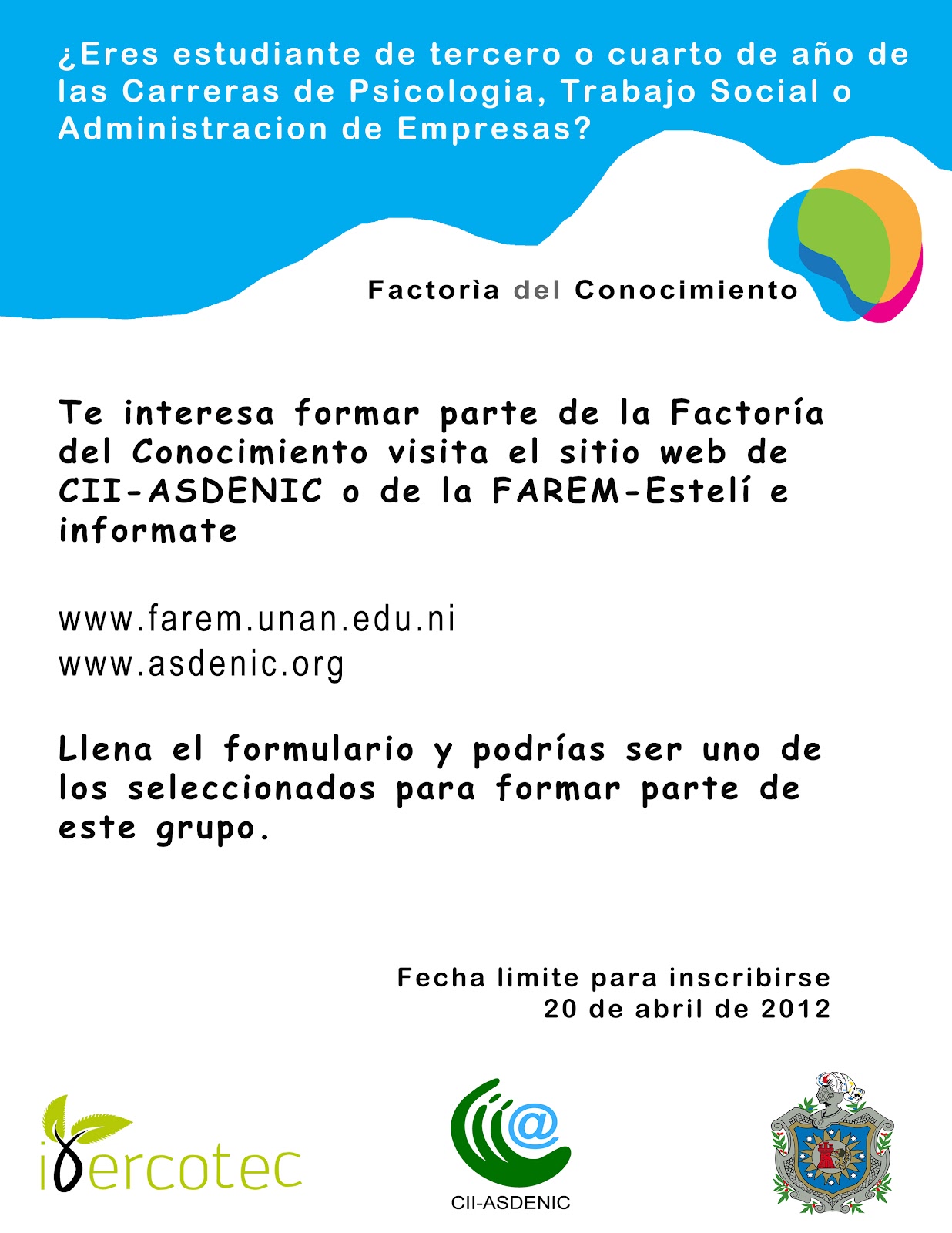Factoría ASDENIC - UNAN/FAREM: Convocatoria a estudiantes de FAREM-Estelí