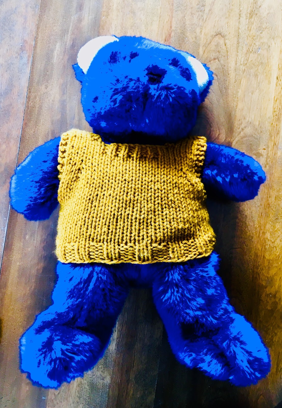 September Violets: Knitted Teddy Bear Vest