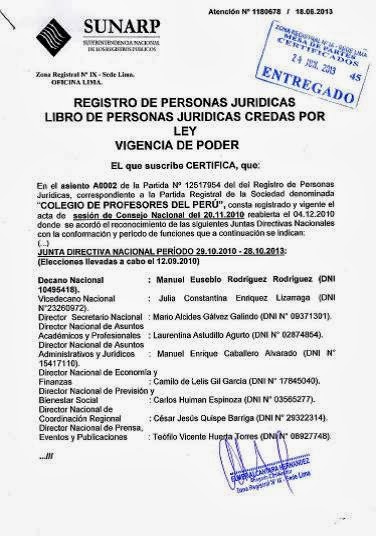 SUNARP: VIGENCIA DE PODER DEL CPPe_22 de setiembre elecciones CPPe