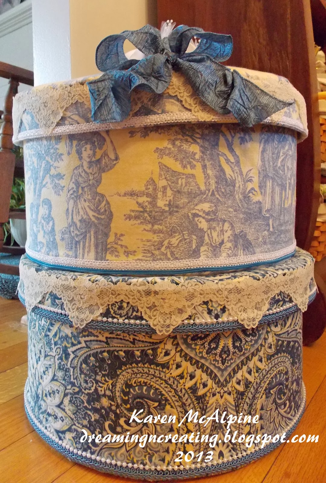 Dreaming and Creating: Hat Boxes--Decorated with Fabric