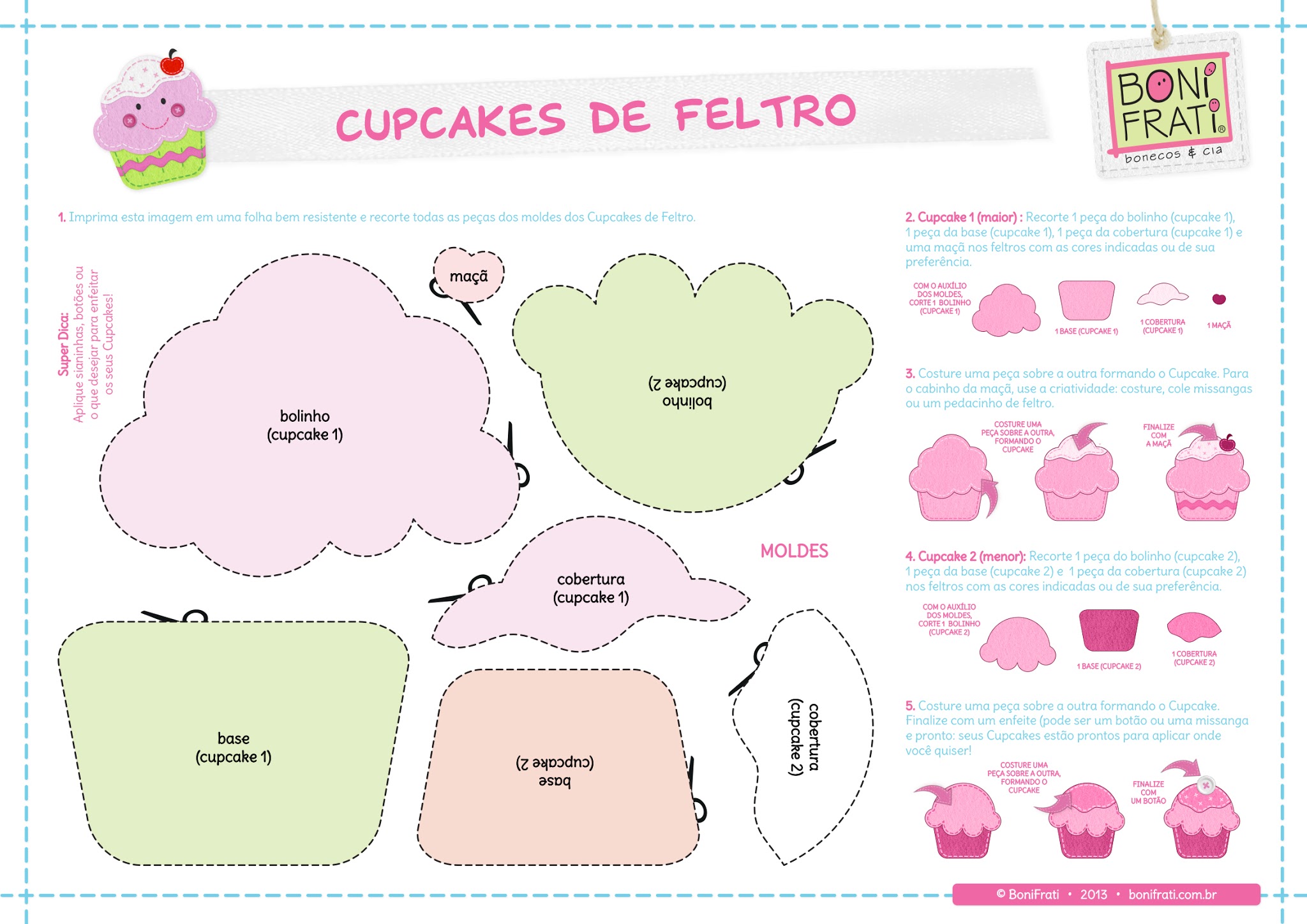 Moldes de Cupcakes de Feltro. - PAP Artesanato