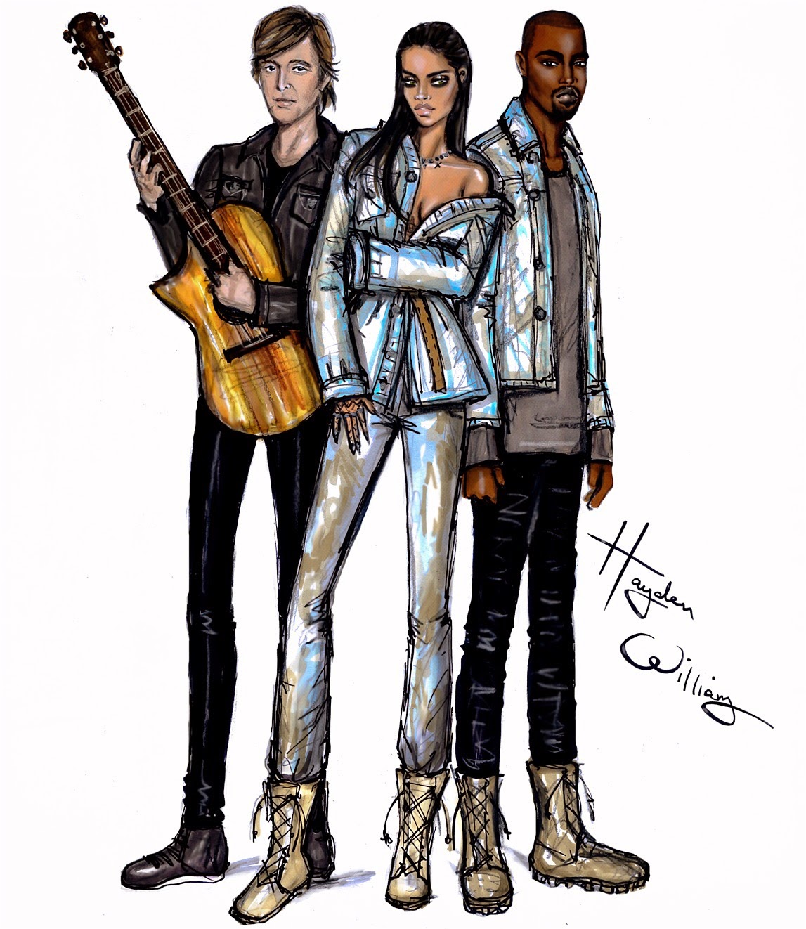 Hayden Williams Fashion Illustrations: Rihanna, Kanye West & Paul ...