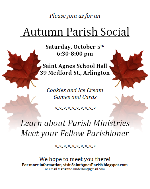 Saint Agnes Catholic Church: Saturday Movie Night and Parish Social