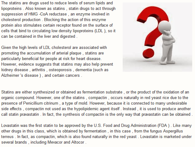 What are statin drugs?statin side effects and benefits