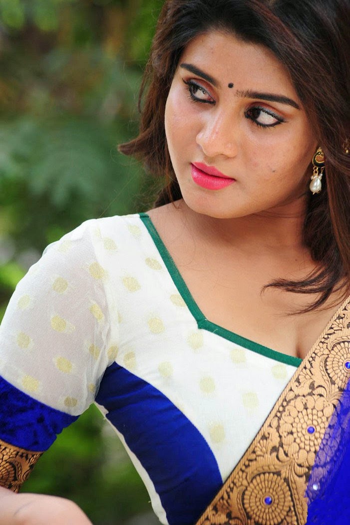 Latest 2015 Telugu Actress Harini Saree Images | Harini Beautiful Blue ...