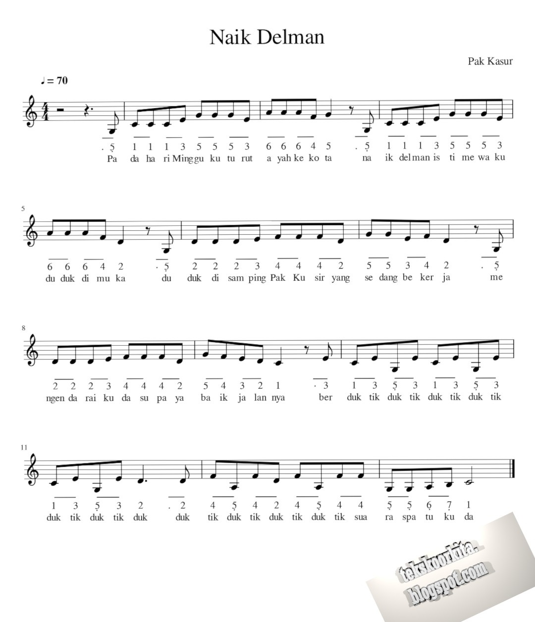 Teks Koor: Naik Delman