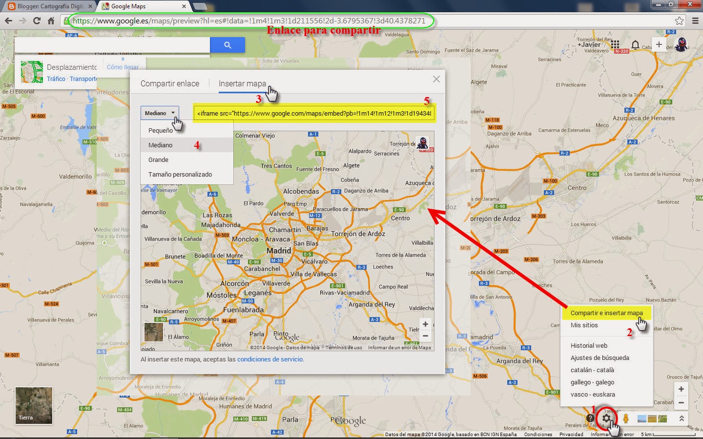 Cartografía Digital: Insertar mapa de Google Maps.