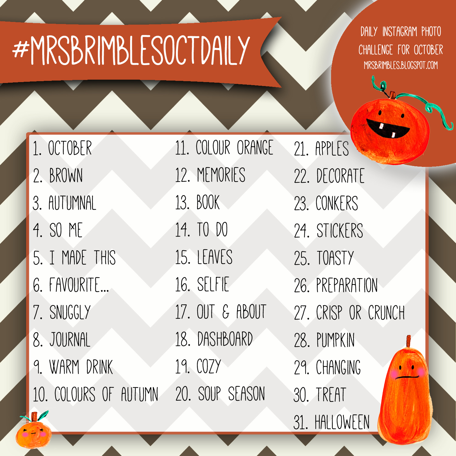 Mrs Brimbles: October Instagram Challenge is back!