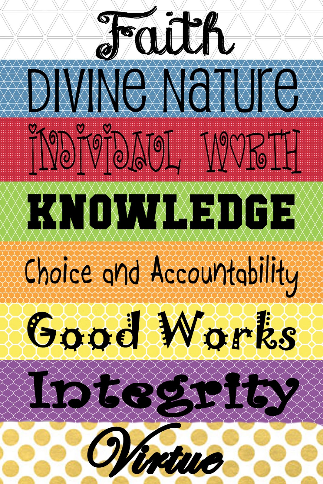 CreateJoy2Day: Young Women Values Print