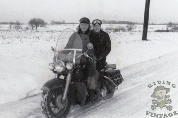 Harley's in the Snow ~ Riding Vintage