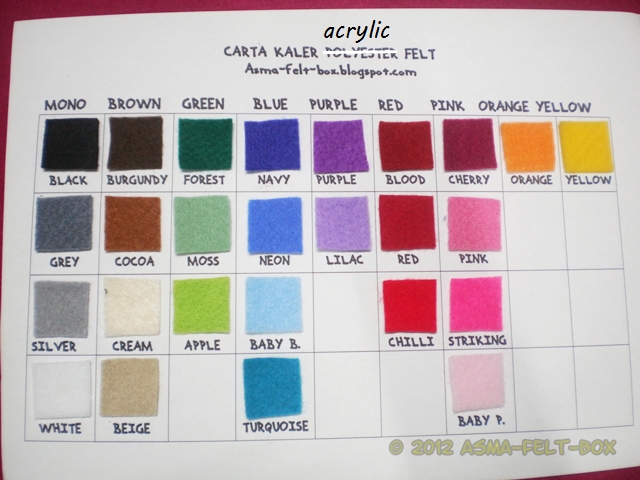 FELT COLOUR CHART