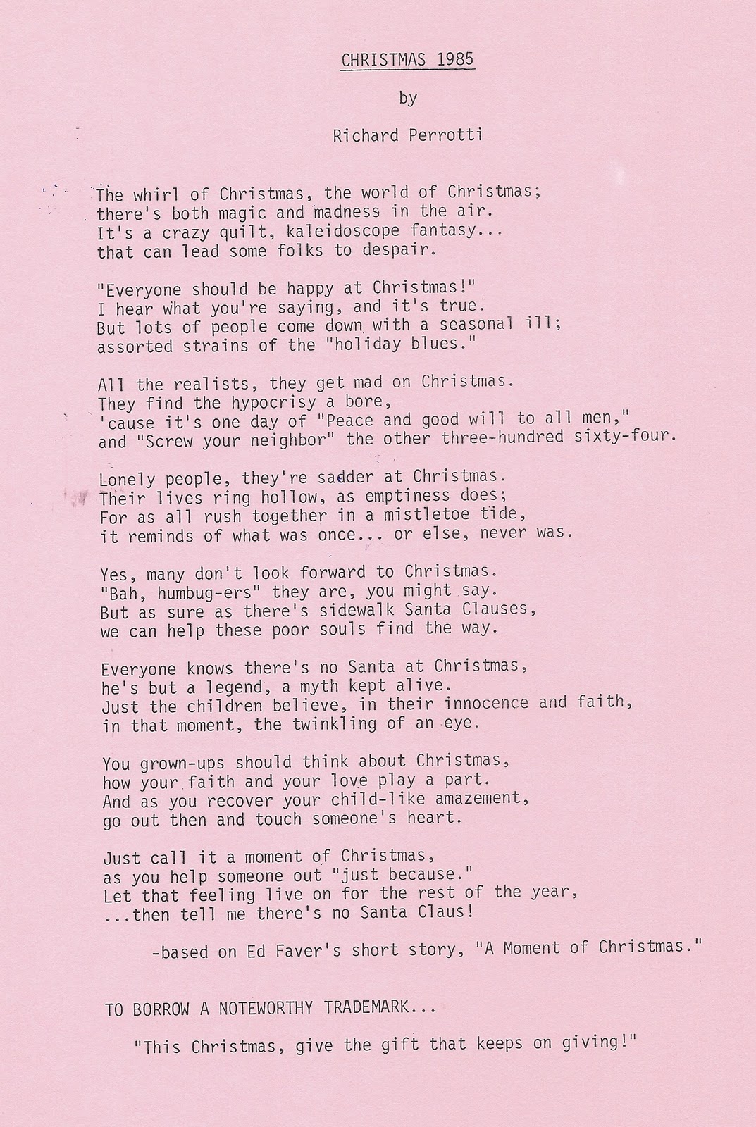 Amazed & Amused: 34 Years of Christmas Poems: Christmas 1985