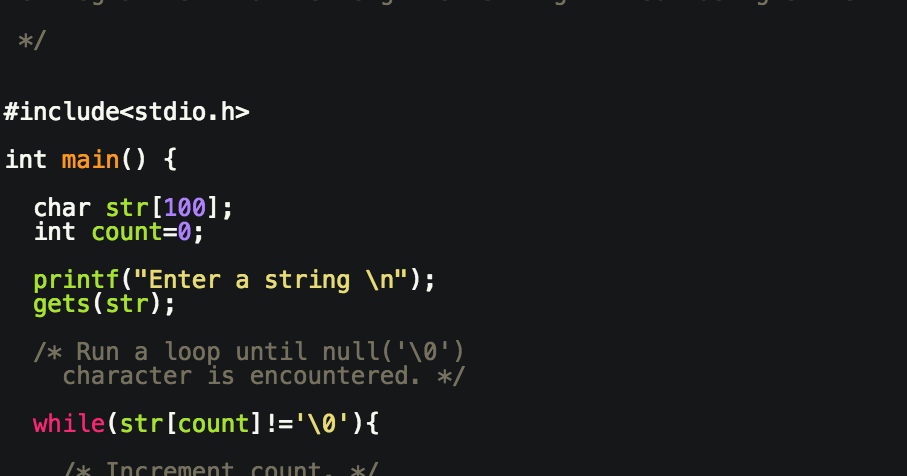 Programming Tutorials C Program To Find The Length Of A String Without Using Strlen