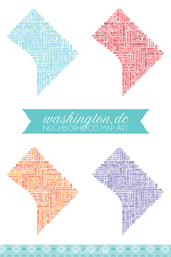 Washington, DC Neighborhood Map Art