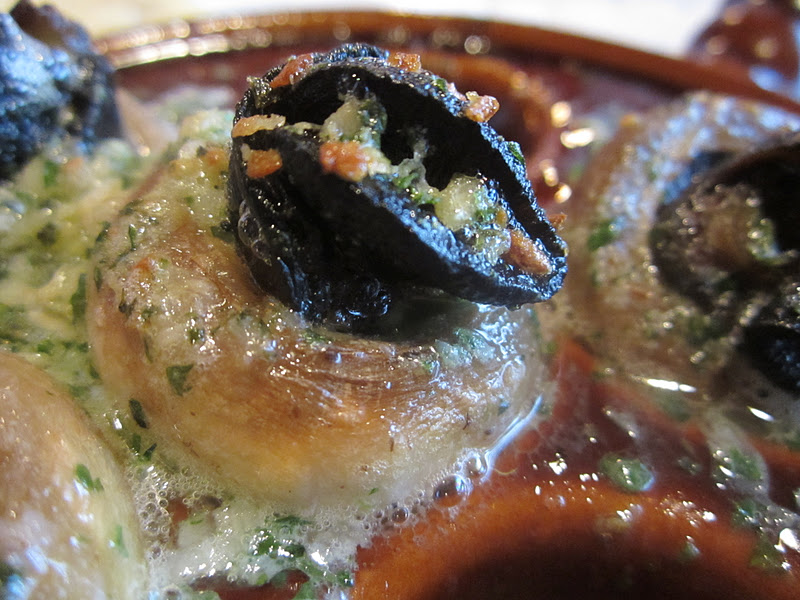 Here and There: escargot baked in mushroom caps