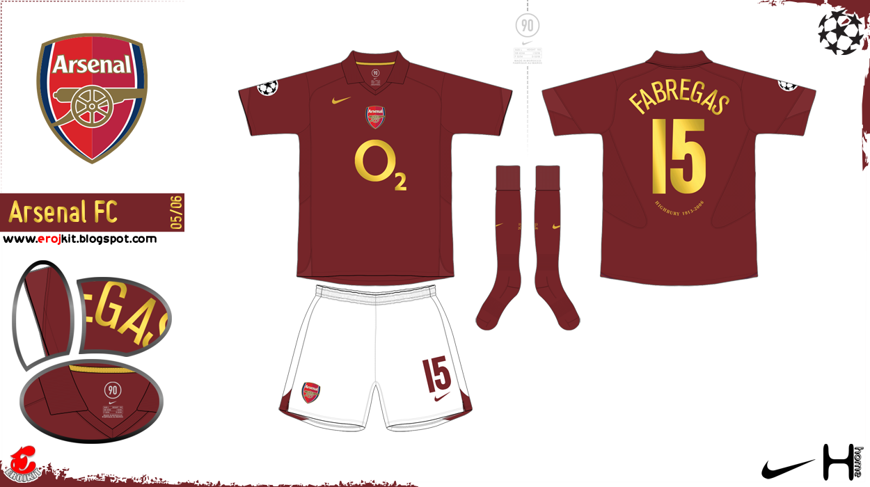 Kit Design, by eroj: 2005-06 Arsenal (Home e Away)